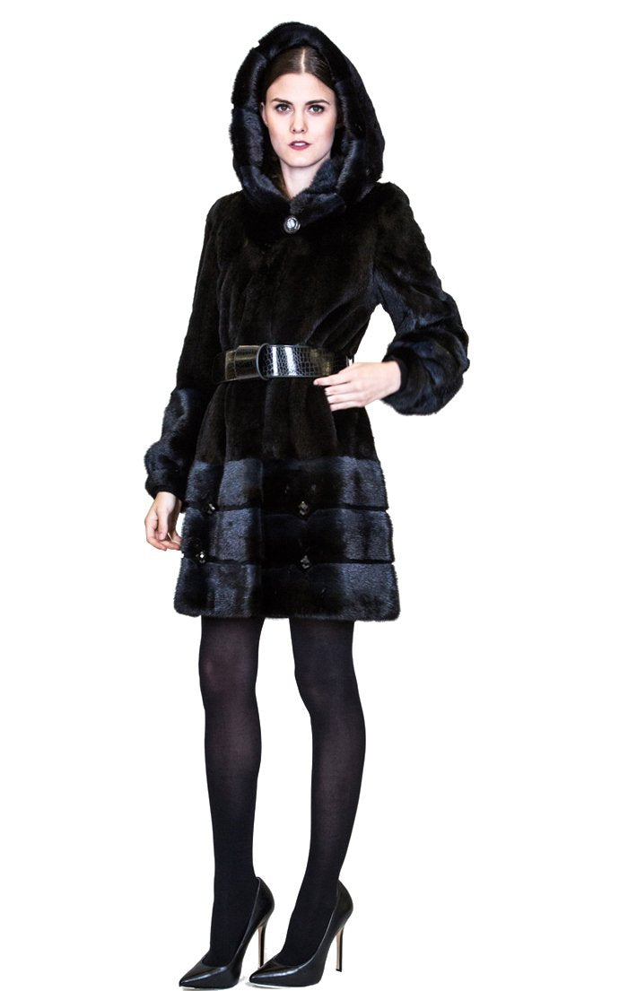 Sheared Female Mink with Ranch Mink Striped Coat – Minkas Furs